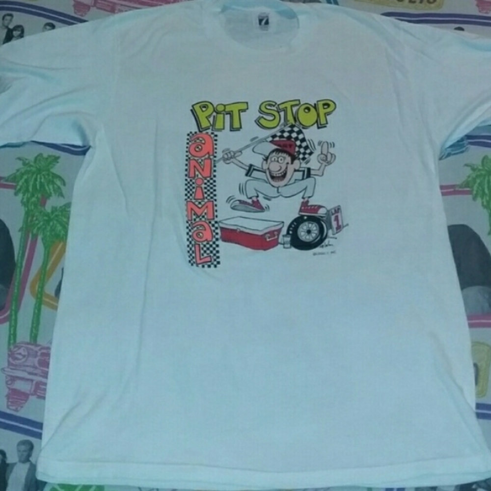 80s Nascar Pit Stop Animal Vintage Racing Shirt - Gem